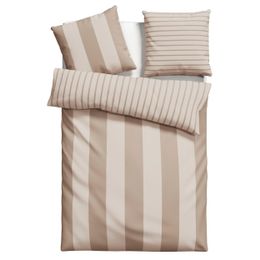 Bettw&auml;sche OTTO HOME "Sari", beige, B/L: 155cm x 220cm, 1 Stk., 1 Stk., Flanell, B/L: 80cm x 80cm, 2, Flanell, Obermaterial: 100% Baumwolle, Bettw&auml;sche, Bettw&auml;sche, in verschiedenen Qualit&auml;ten, moderne Bettw&auml;sche mit Streifen