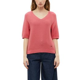 V-Ausschnitt-Pullover s.Oliver, Damen, Gr. 34, marsala pink, Obermaterial: 60% Baumwolle, 40% Polyacryl, unifarben, regular fit normal, V-Ausschnitt, Strickkante, Pullover, V-Ausschnitt, Halbarm, unifarben