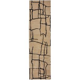 Teppich FLAIR RUGS "Theo", beige (creme), B:80cm H:12mm L:300cm, Kunstfaser, Teppiche, Teppich, Hoch-niedriger Flor in Wolle-Optik