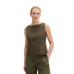Marc O'Polo Blusentop MARC O'POLO "aus Popeline-Stretch", Damen, Gr. 38, mossy earth, Obermaterial: 60% Baumwolle, 38% Polyester, 2% Elasthan, unifarben, regular fit normal, U-Boot-Ausschnitt, Blusen Blusentop