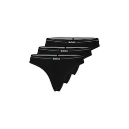 String BOSS "3P THONG", Damen, Gr. M (38), 3 Stk., schwarz (schwarz 001), Jersey, Obermaterial: 90% Baumwolle, 10% Elasthan, unifarben, k&ouml;rpernah, Unterhosen String, mit BOSS Logobund