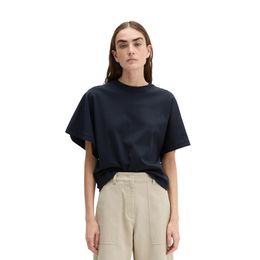 Marc O'Polo T-Shirt MARC O'POLO "aus Interlock-Jersey", Damen, Gr. L, schwarz navy, Obermaterial: 100% Baumwolle, unifarben, Basic, loose fit, Rundhals, normaler Saum, Shirts T-Shirt