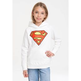 Kapuzensweatshirt logoshirt "DC - Batman Logo", M&auml;dchen, Gr. 104/116, wei&szlig; (altwei&szlig;), 80% Baumwolle, 20% Polyester, bedruckt, normal, ohne Ausschnitt, Sweatshirts, mit stylischem Superman-Aufdruck
