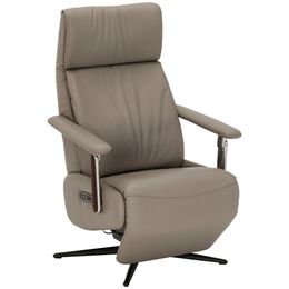 Livetastic Relaxsessel, Taupe, Metall, Echtleder, Rindleder, 73x116x84 cm, Relaxfunktion, USB-Anschluss, USB-C-Anschluss, Wohnzimmer, Sessel, Relaxsessel