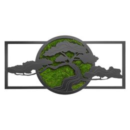 Moosbild, Schwarz, Dunkelgr&uuml;n, Holz, Metall, Kunststoff, Wellness, rechteckig, 100x50 cm, Fsc, Made in EU, 3D-Effekt, Bilder und Zubeh&ouml;r, Moosbilder