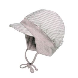 Schirmm&uuml;tze MaxiMo, Jungen, Gr. 37, beige, streifen, Web, Obermaterial: 100% Baumwolle, M&uuml;tzen, Beige-Streifen, Leinenoptik, UV50, Baby-Boy