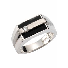 Fingerring Firetti "Schmuck Geschenk Silber 925 Silberring Ringkopf eckig" Gr. 19, wei&szlig; (silberfarben, schwarz, kristallwei&szlig;), Fingerringe, Herren, 19, Silber 925 (Sterlingsilber), 4mm, Fingerring, mit Onyx, Zirkonia (synth.)