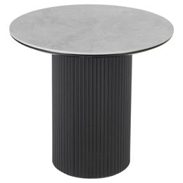 Stylife Beistelltisch, Schwarz, Hellgrau, Keramik, Holzwerkstoff, rund, zylindrisch, 50x45x50 cm, einfacher Aufbau, Wohnzimmer, Wohnzimmertische, Beistelltische