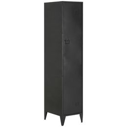 Livetastic Garderobenschrank, Schwarz, Silber, Metall, 2 F&auml;cher, 38x185x51 cm, Garderobe, Garderobenschr&auml;nke, Garderobenschr&auml;nke