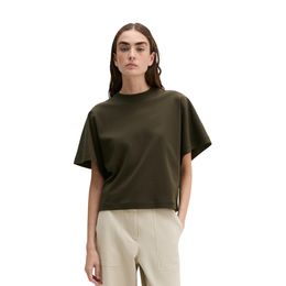 Marc O'Polo T-Shirt MARC O'POLO "aus Interlock-Jersey", Damen, Gr. L, mossy earth, Obermaterial: 100% Baumwolle, unifarben, Basic, loose fit, Rundhals, normaler Saum, Shirts T-Shirt