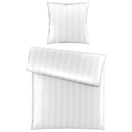 Novel Bettw&auml;sche Dobby, Wei&szlig;, Textil, Streifen, 155x220 cm, Oeko-Tex&reg; Standard 100, atmungsaktiv, hautfreundlich, saugf&auml;hig, 100% feinster Baumwollsatin mit Seiden-Finish, edel gl&auml;nzend, Schlaftextilien, Bettw&auml;sche, Bettw&auml;sche, Satin-Bettw&auml;sche