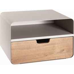 Nachtschrank, Eiche, Kaschmir, Metall, Holzwerkstoff, 1 Schublade(n) Schubladen, 38x25x30 cm, h&auml;ngend, Schlafzimmer, Nachttische