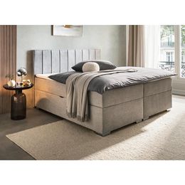 Boxxx Boxbett, Grau, Kunststoff, H3, H&ouml;he ca. 24 cm, 180x200 cm, Bettkasten, gepolstertes Kopfteil, Topper durchgehend, in verschiedenen Gr&ouml;&szlig;en erh&auml;ltlich, Matratze geteilt, Schlafzimmer, Betten, Doppelbetten