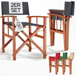 Casaria Regiestuhl Anthrazit 2er-Set Eukalyptusholz FSC -zertifiziert Klappbar Gartenstuhl bis 160 kg
