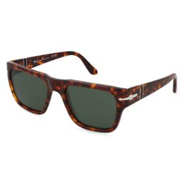 Persol 0PO3348S | Unisex-Sonnenbrille | Fassung: Vollrand, Quadratisch, Acetat, Havanna | Glasfarbe: Gr&uuml;n