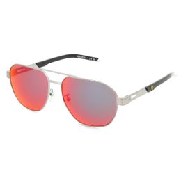 Scuderia Ferrari FZ5004D | Herren-Sonnenbrille | Fassung: Vollrand, Pilot, Metall, Gun | Glasfarbe: Grau Spiegel Rot