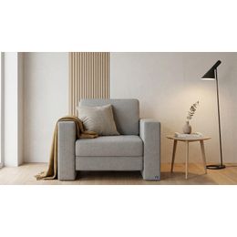 BRUNO Schlafsessel 70cm in Hellgrau | praktische Gr&ouml;&szlig;e | stabiles Massivholz & Boxspringkomfort