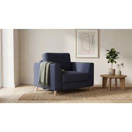 BRUNO Schlafsessel 70cm in Blau | praktische Gr&ouml;&szlig;e | stabiles Massivholz & Boxspringkomfort