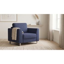 BRUNO Schlafsessel 70cm in Blau | praktische Gr&ouml;&szlig;e | stabiles Massivholz & Boxspringkomfort