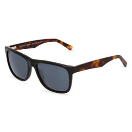 Botaniq 7015 | Herren-Sonnenbrille | Fassung: Vollrand, Quadratisch, Acetat, Schwarz Gl&auml;nzend | Glasfarbe: Grau