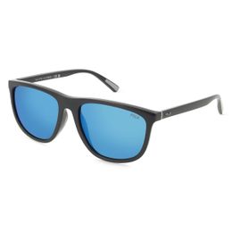Polo Ralph Lauren 0PH4231U | Herren-Sonnenbrille | Fassung: Vollrand, Quadratisch, Kunststoff, Schwarz Gl&auml;nzend | Glasfarbe: Blau Spiegel Blau