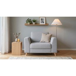 BRUNO Schlafsessel 70cm in Hellgrau | praktische Gr&ouml;&szlig;e | stabiles Massivholz & Boxspringkomfort