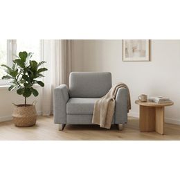 BRUNO Schlafsessel 70cm in Hellgrau | praktische Gr&ouml;&szlig;e | stabiles Massivholz & Boxspringkomfort