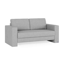 BRUNO Schlafsofa 140cm in Silver Grey | stabiles Massivholz & Boxspringkomfort