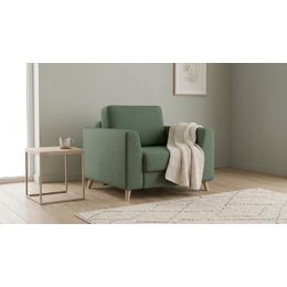 BRUNO Schlafsessel 70cm in Gr&uuml;n | praktische Gr&ouml;&szlig;e | stabiles Massivholz & Boxspringkomfort