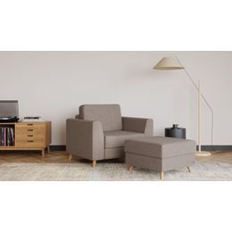 BRUNO Schlafsessel 70cm in Taupe Grau-Beige | praktische Gr&ouml;&szlig;e | stabiles Massivholz & Boxspringkomfort