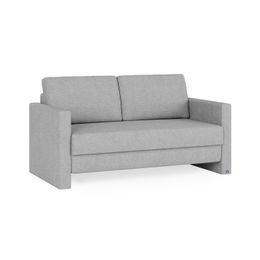 BRUNO Schlafsofa 140cm in Silver Grey | stabiles Massivholz & Boxspringkomfort