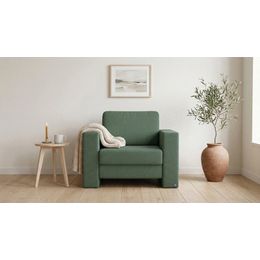BRUNO Schlafsessel 70cm in Gr&uuml;n | praktische Gr&ouml;&szlig;e | stabiles Massivholz & Boxspringkomfort