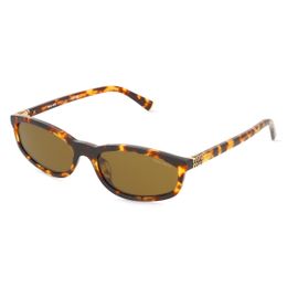 Miu Miu MU A06S | Damen-Sonnenbrille | Fassung: Vollrand, Geometrisch, Acetat, Gelb Havanna | Glasfarbe: Braun