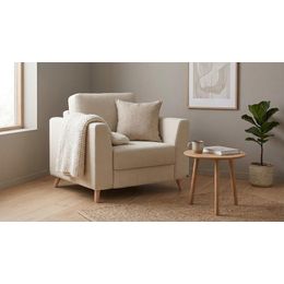 BRUNO Schlafsessel 70cm in Beige | praktische Gr&ouml;&szlig;e | stabiles Massivholz & Boxspringkomfort