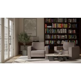 BRUNO Schlafsessel 70cm in Taupe Grau-Beige | praktische Gr&ouml;&szlig;e | stabiles Massivholz & Boxspringkomfort