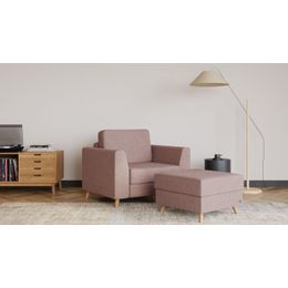 BRUNO Schlafsessel 70cm in Blush Rosa | praktische Gr&ouml;&szlig;e | stabiles Massivholz & Boxspringkomfort