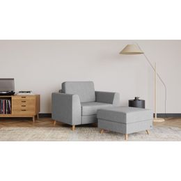 BRUNO Schlafsessel 70cm in Silver Grey Grau | praktische Gr&ouml;&szlig;e | stabiles Massivholz & Boxspringkomfort