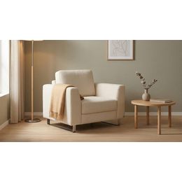 BRUNO Schlafsessel 70cm in Beige | praktische Gr&ouml;&szlig;e | stabiles Massivholz & Boxspringkomfort