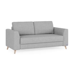 BRUNO Schlafsofa 140cm in Silver Grey | stabiles Massivholz & Boxspringkomfort