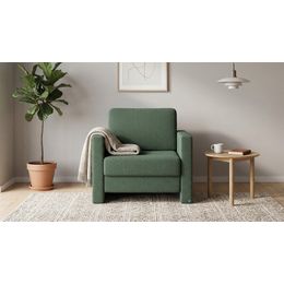 BRUNO Schlafsessel 70cm in Gr&uuml;n | praktische Gr&ouml;&szlig;e | stabiles Massivholz & Boxspringkomfort
