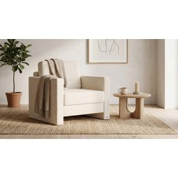 BRUNO Schlafsessel 70cm in Beige | praktische Gr&ouml;&szlig;e | stabiles Massivholz & Boxspringkomfort