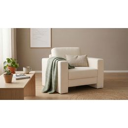 BRUNO Schlafsessel 70cm in Beige | praktische Gr&ouml;&szlig;e | stabiles Massivholz & Boxspringkomfort