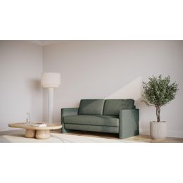 BRUNO Schlafsofa 160cm in Forest Green | stabiles Massivholz & Boxspringkomfort