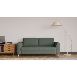 BRUNO Schlafsofa 160cm in Forest Green | stabiles Massivholz & Boxspringkomfort