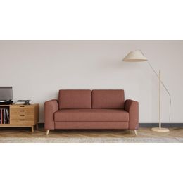 BRUNO Schlafsofa 140cm in Hazelnut | stabiles Massivholz & Boxspringkomfort