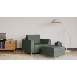 BRUNO Schlafsessel 70cm in Forest Green | praktische Gr&ouml;&szlig;e | stabiles Massivholz & Boxspringkomfort