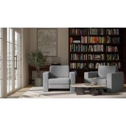 BRUNO Schlafsessel 70cm in Silver Grey Grau | praktische Gr&ouml;&szlig;e | stabiles Massivholz & Boxspringkomfort