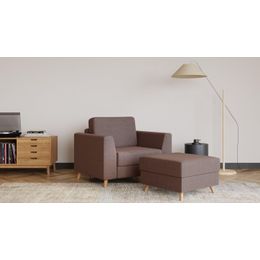 BRUNO Schlafsessel 70cm in Braun | praktische Gr&ouml;&szlig;e | stabiles Massivholz & Boxspringkomfort