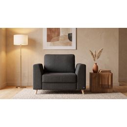BRUNO Schlafsessel 70cm in Schwarz | praktische Gr&ouml;&szlig;e | stabiles Massivholz & Boxspringkomfort