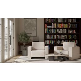 BRUNO Schlafsessel 70cm in Creme Ecru Beige | praktische Gr&ouml;&szlig;e | stabiles Massivholz & Boxspringkomfort